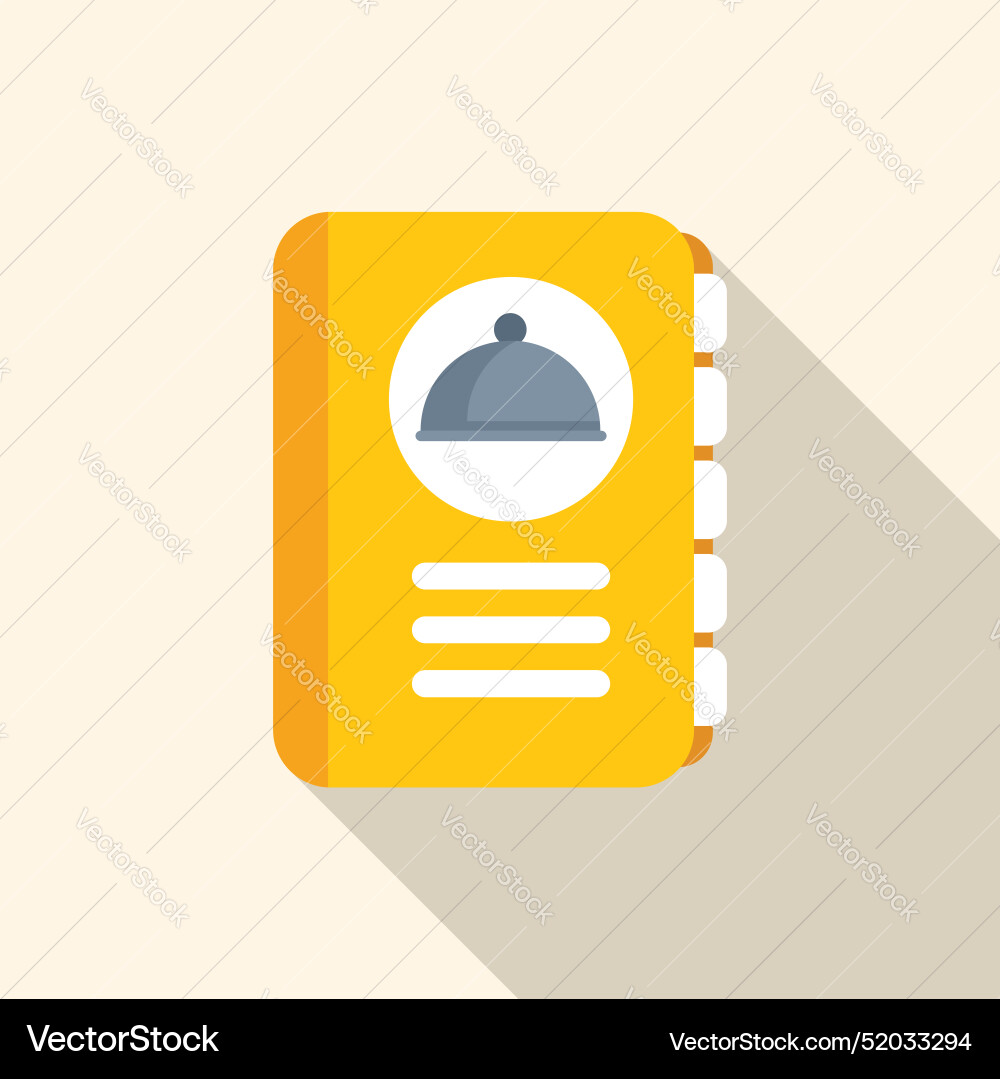 Yellow menu with serving dish icon for restaurant Vector Image
