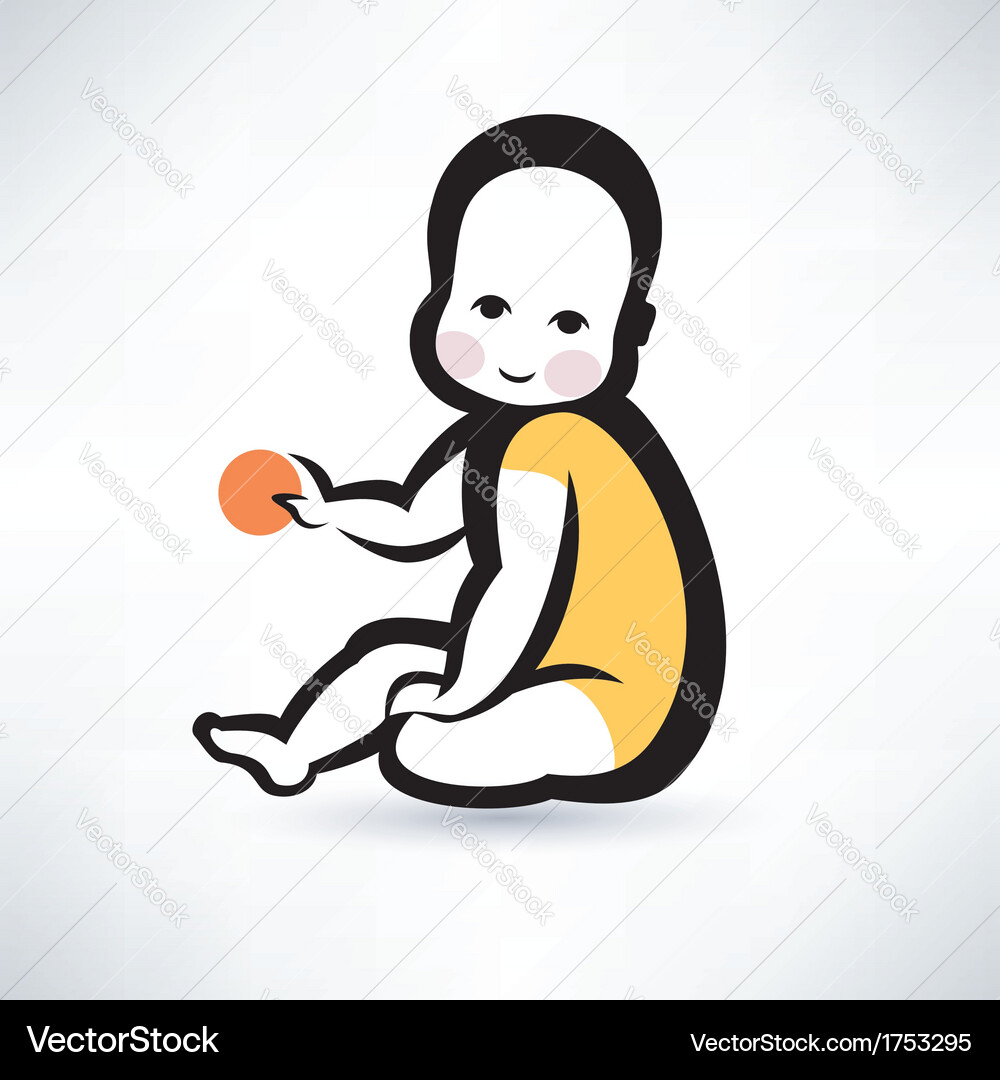 Baby stylized symbol playing kid outlined icon Vector Image