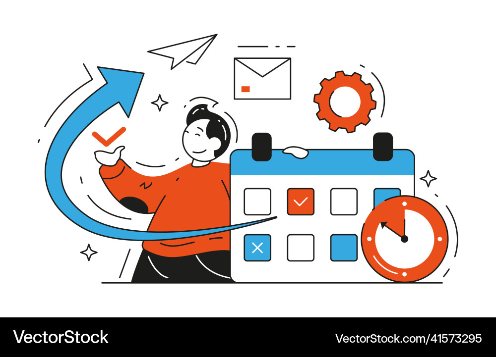 Business man successful time management work Vector Image