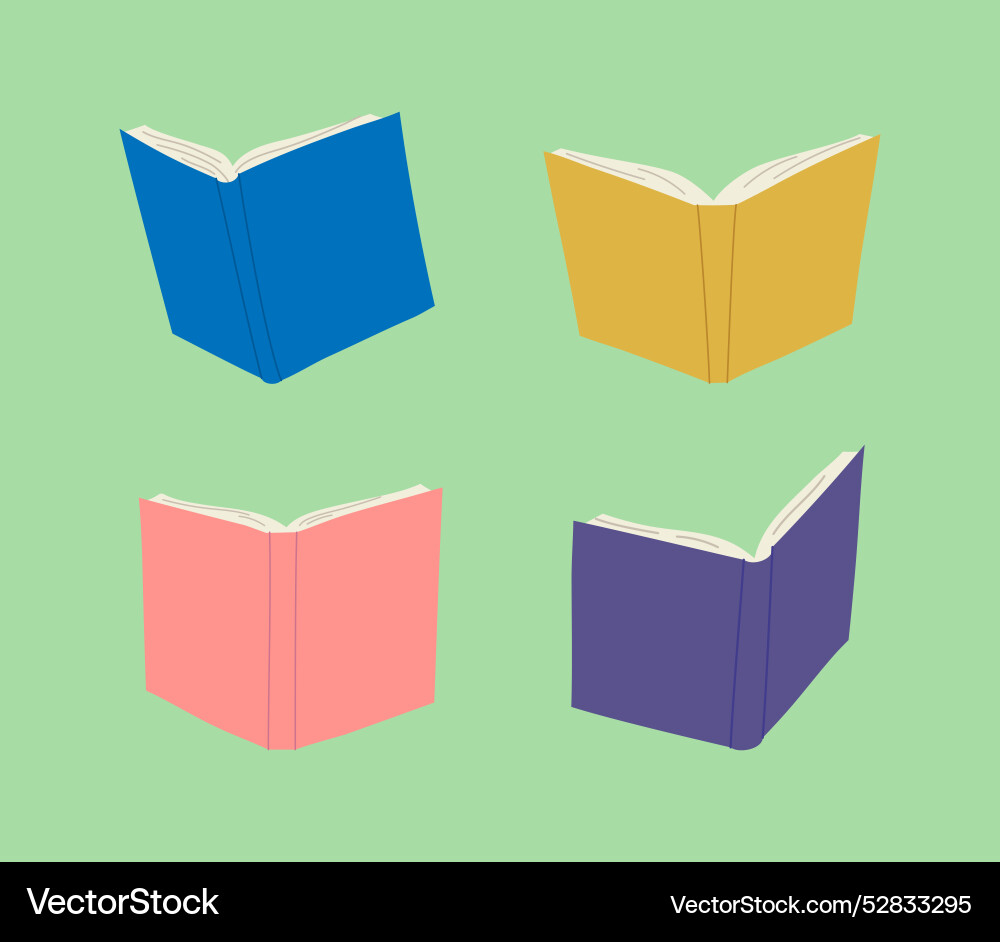 Cartoon color books set open view Royalty Free Vector Image