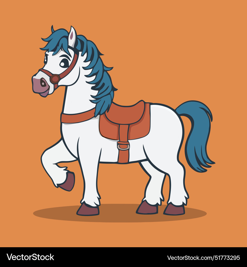 Cute horse cartoon icon Royalty Free Vector Image