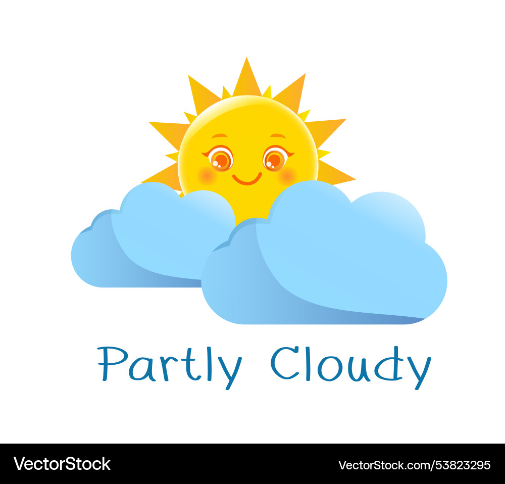 Educational weather flashcard partly cloudy Vector Image