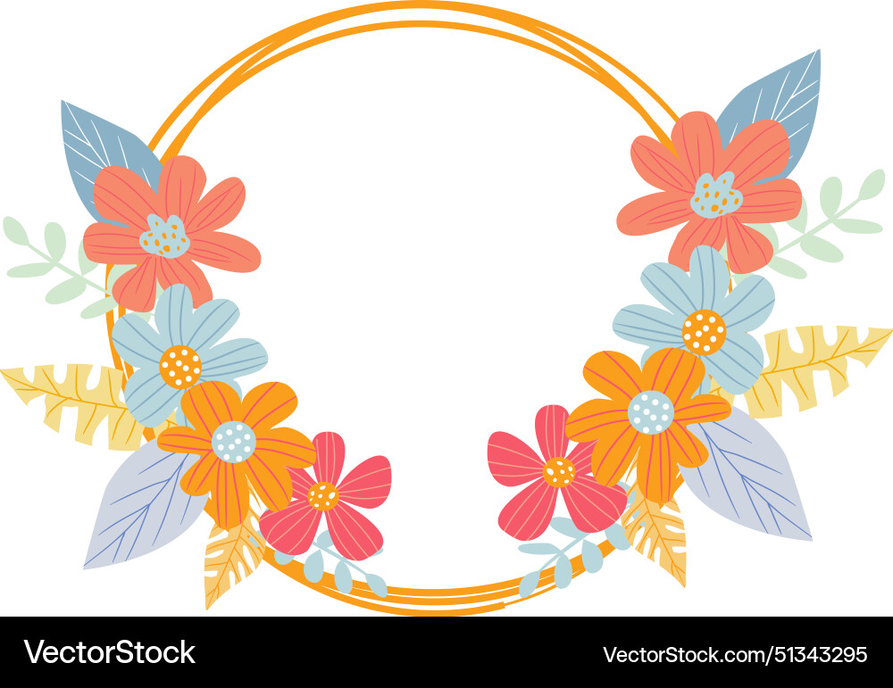 Flower frame circle Royalty Free Vector Image - VectorStock