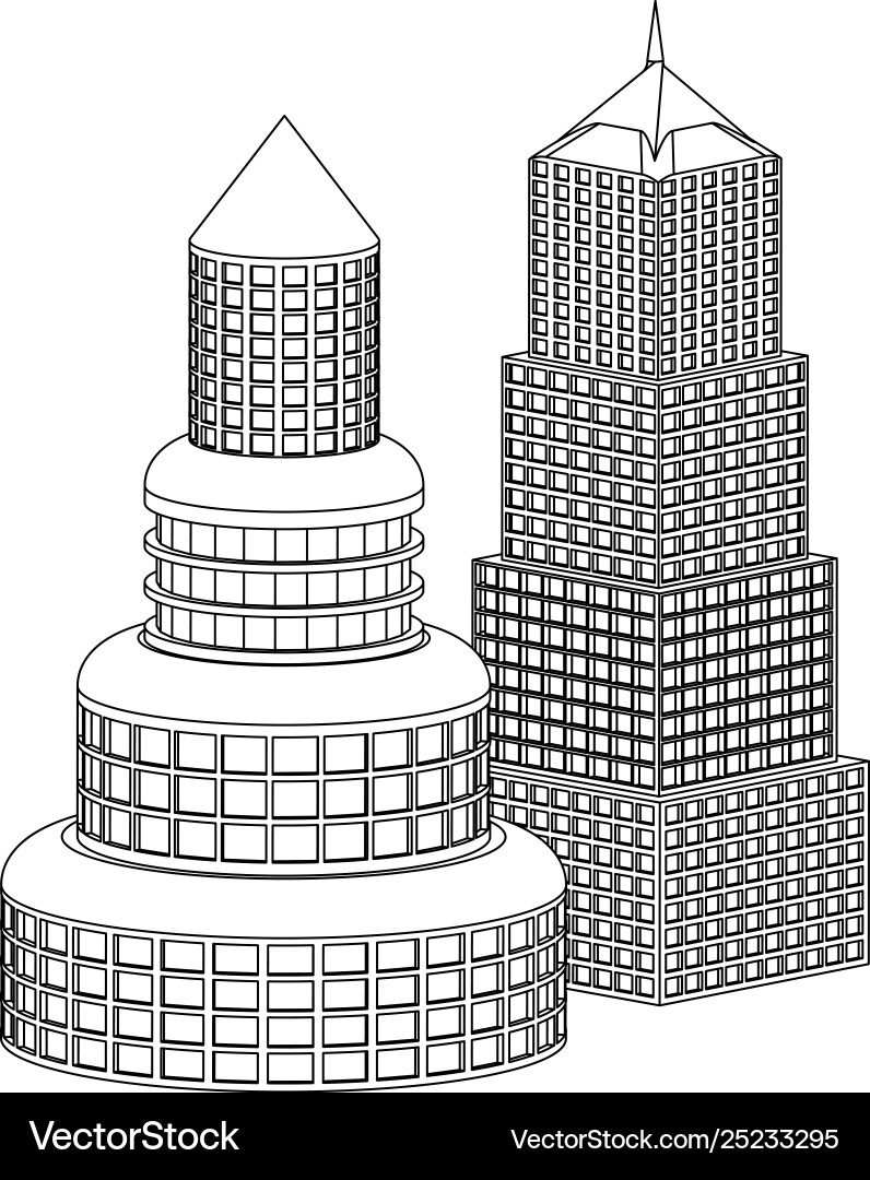 Frame white buildings Royalty Free Vector Image