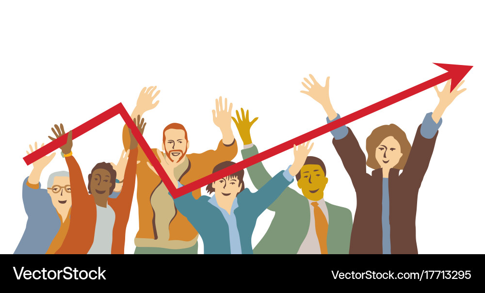 Happy team group people chart Royalty Free Vector Image