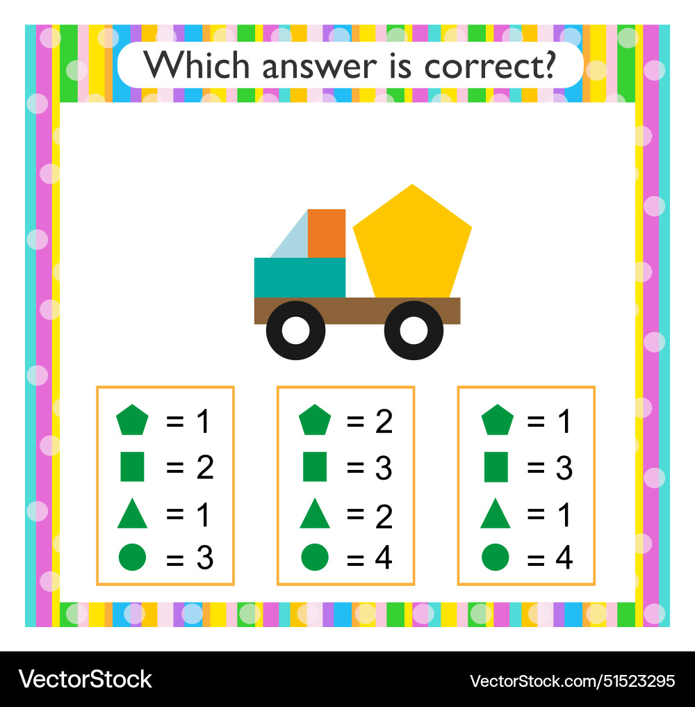 Math activity for kids find the correct answer Vector Image