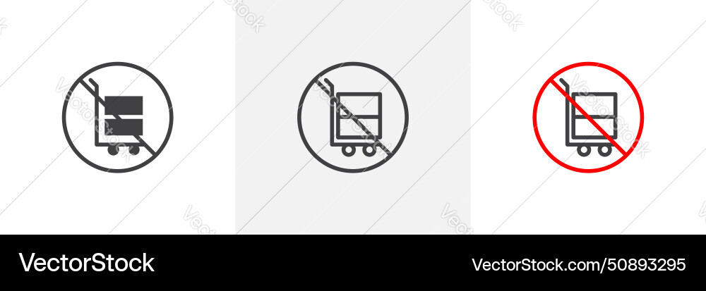 No hand truck sign icon set restriction Royalty Free Vector