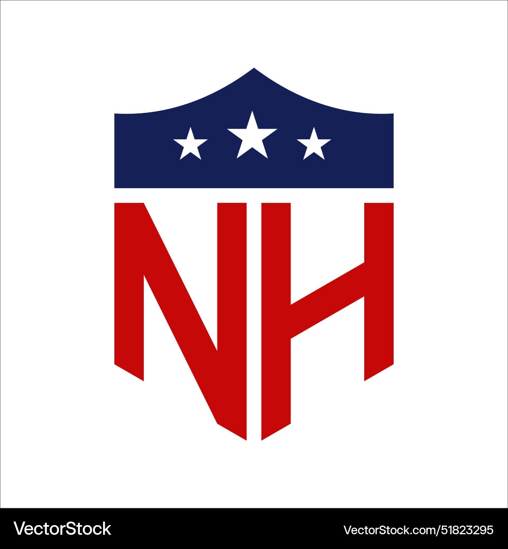 Patriotic nh logo design letter Royalty Free Vector Image