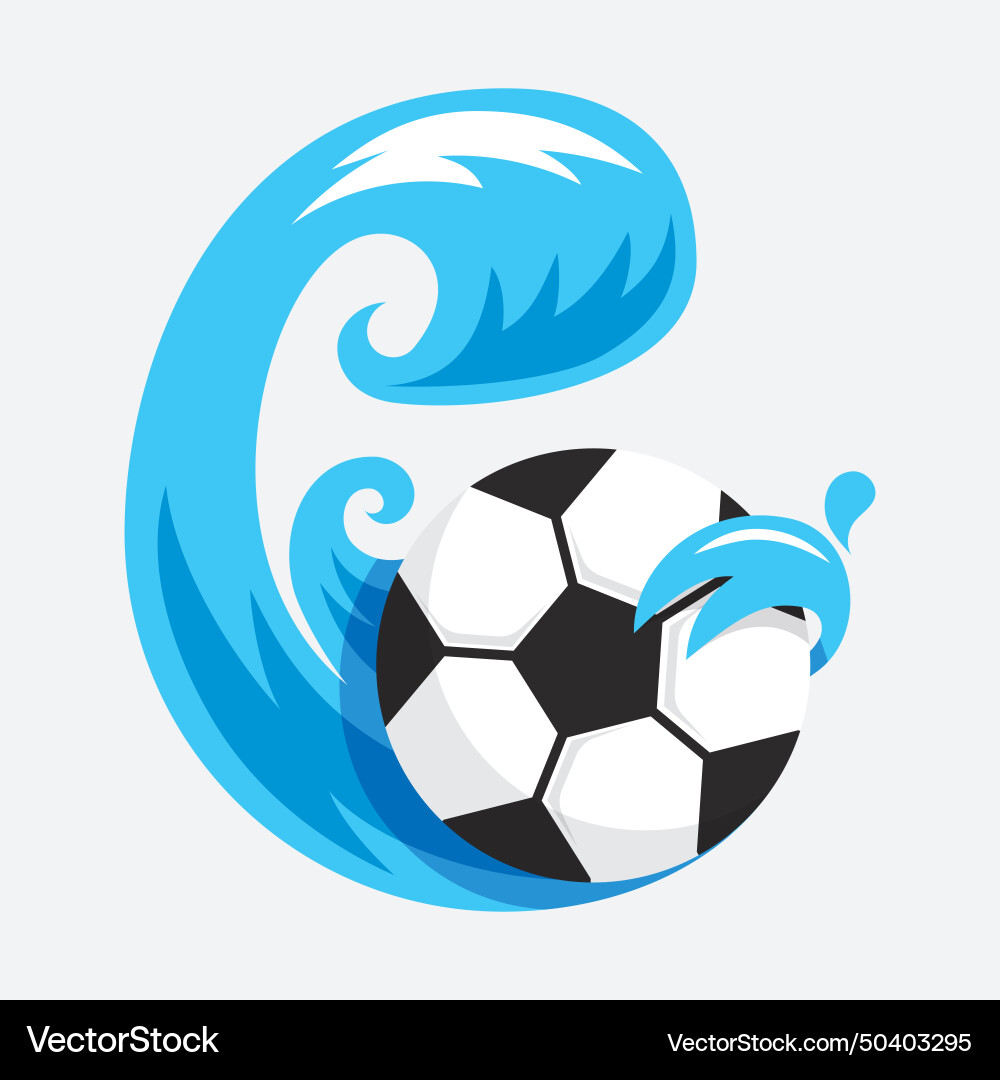 Soccer fly water wave ball icon Royalty Free Vector Image