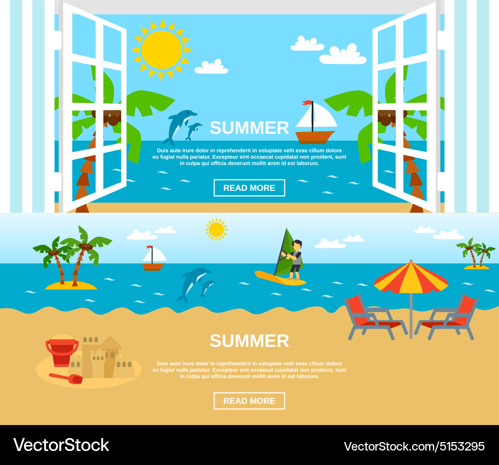 Sommer- und Strandbanner Set Lizenzfreies Vektorbild