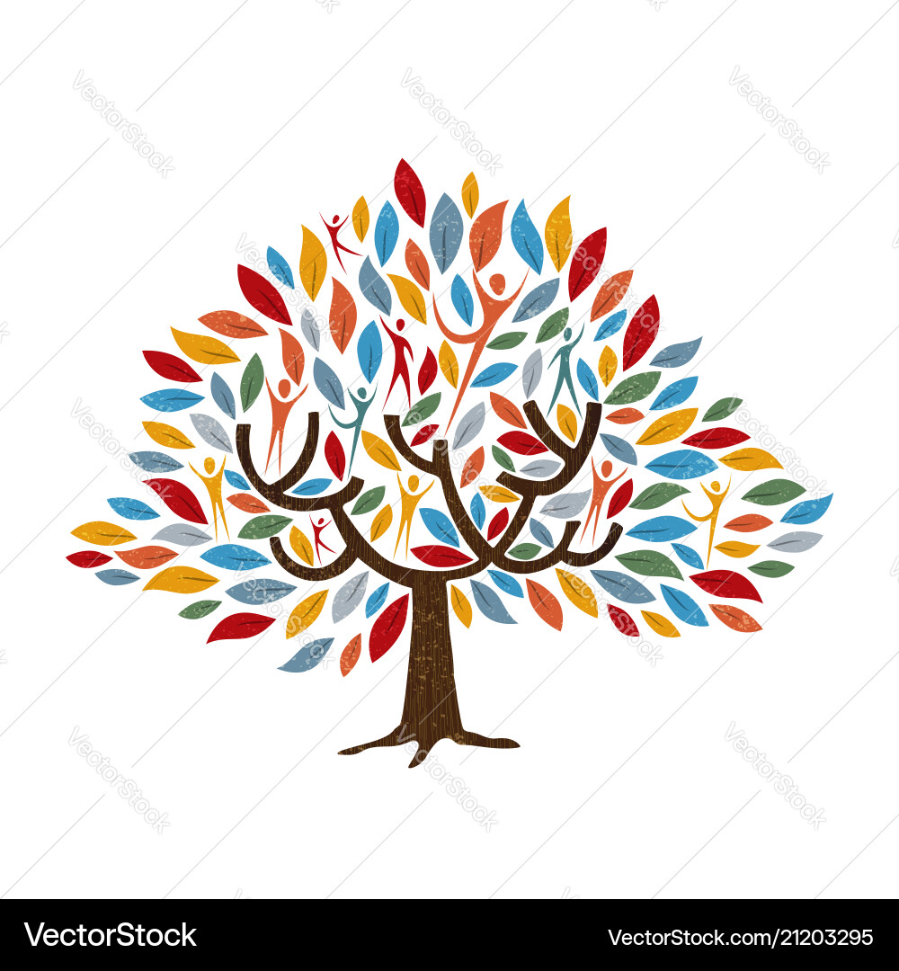 Tree with people for family or community concept Vector Image