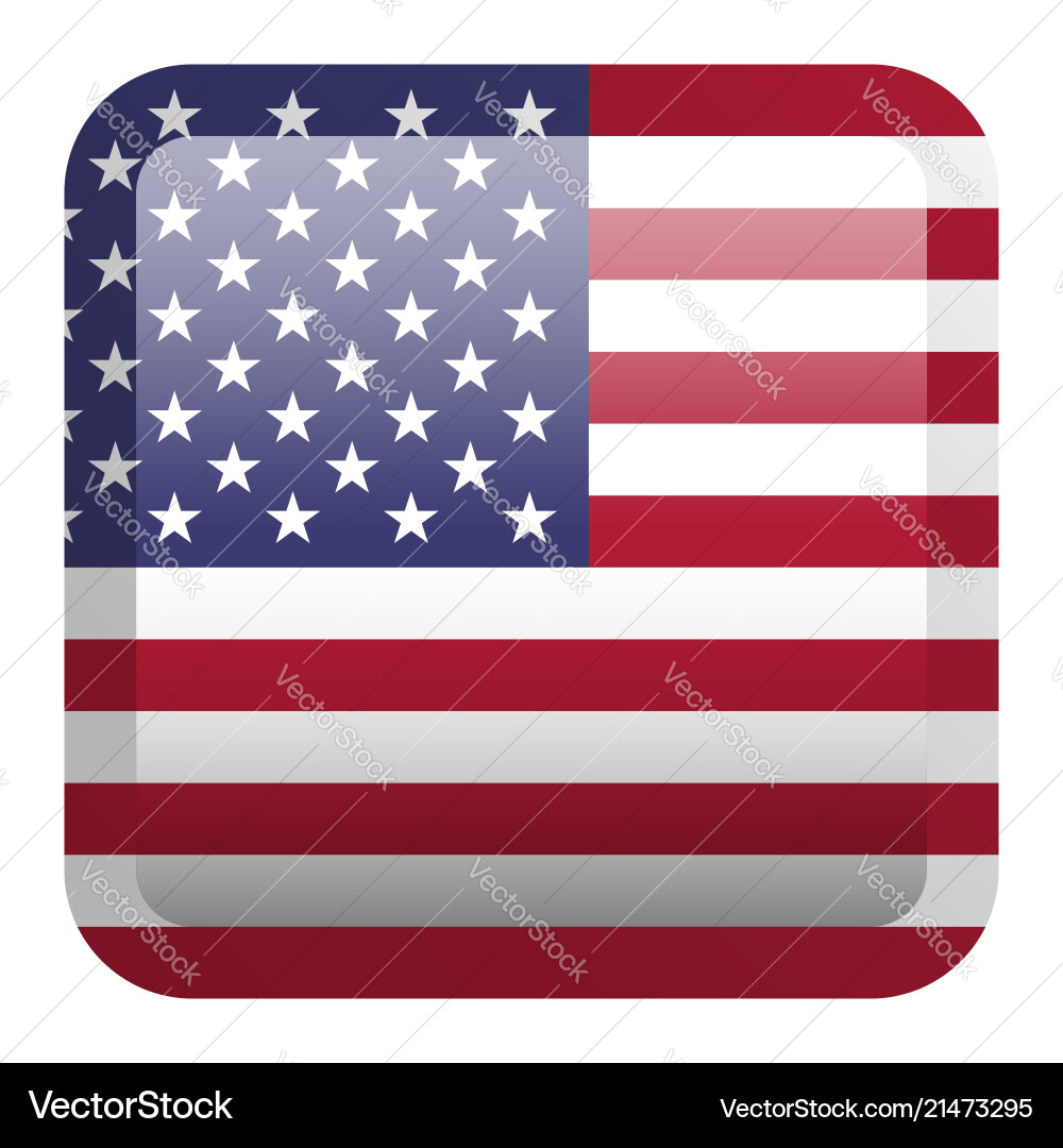 Usa flag square glossy button eps 10 Royalty Free Vector