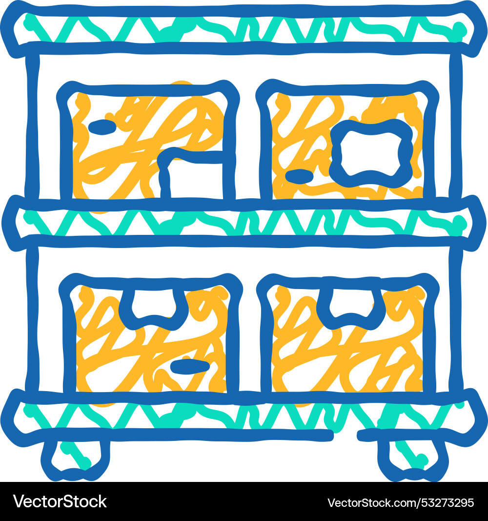 Warehouse shelves icon doodle Royalty Free Vector Image