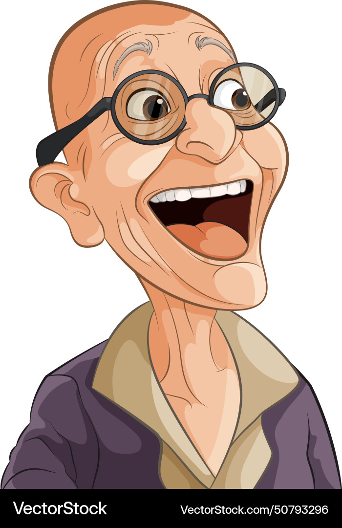 A cheerful bespectacled senior man Royalty Free Vector Image
