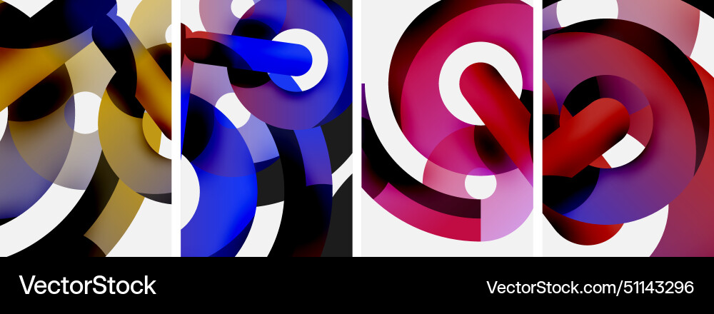 A collage of four different colored swirls Vector Image
