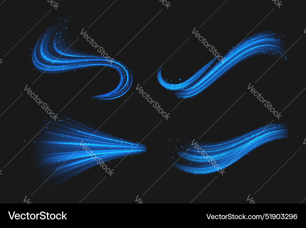 Circle and wave blue wind effect with particles Vector Image