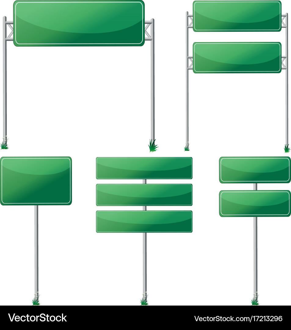 Different designs of green signs Royalty Free Vector Image