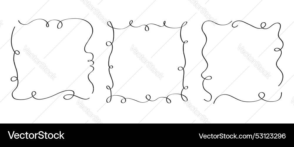 Doodle frames set hand drawn borders Royalty Free Vector