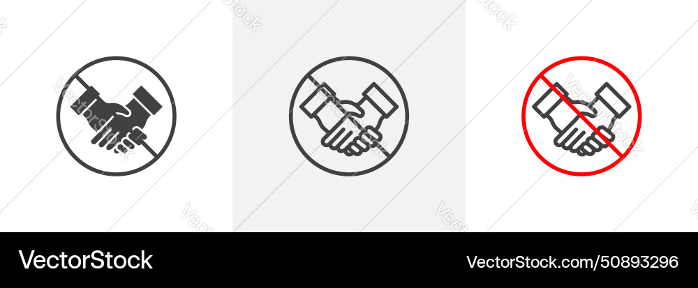 No handshake sign icon set forbidden shake hand Vector Image