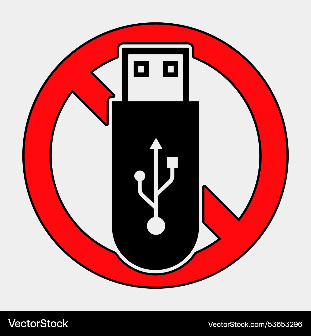 Prohibition symbol for usb flash drive usage Vector Image