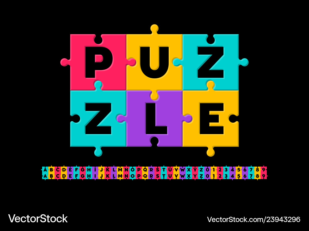 Puzzle font Royalty Free Vector Image - VectorStock