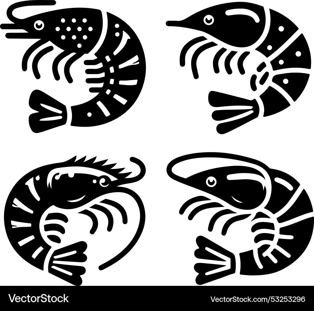 Shrimp silhouette - cut out icon Royalty Free Vector Image