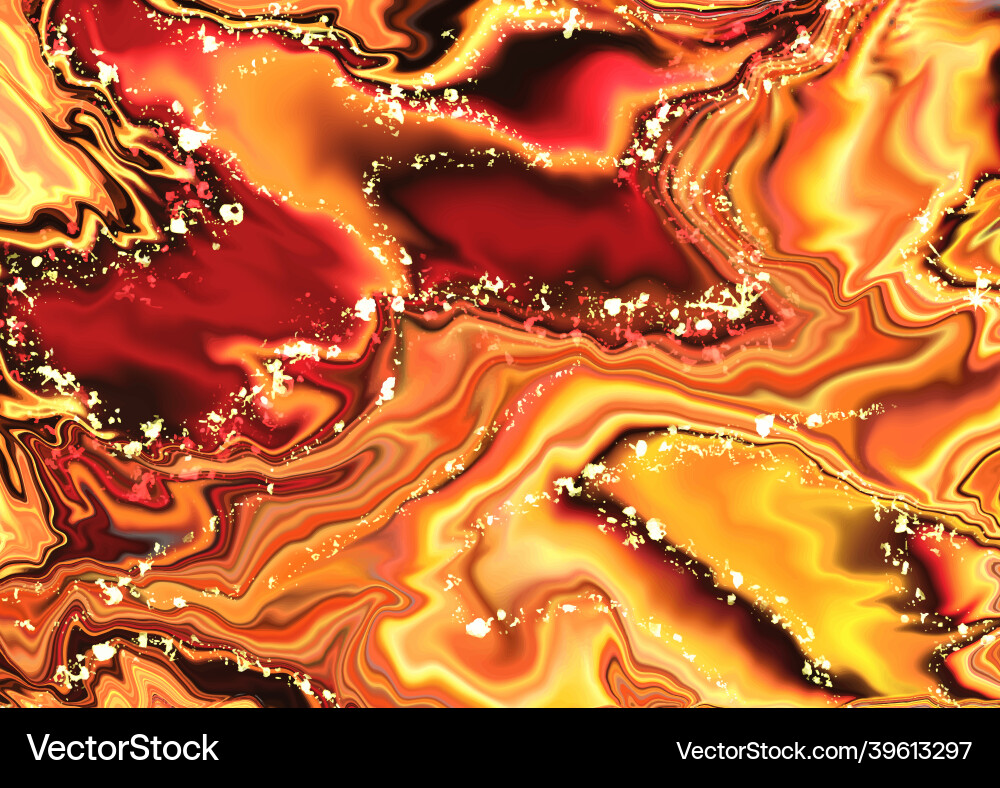 Abstract fiery liquid marble background Royalty Free Vector