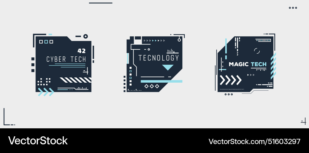 Abstract futuristic frames set Royalty Free Vector Image