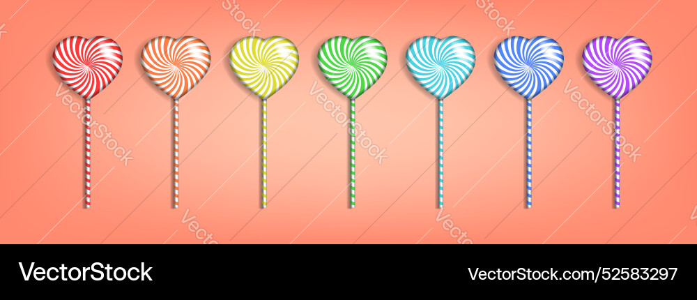 Colored iridescent candy 3d rainbow hearts Vector Image