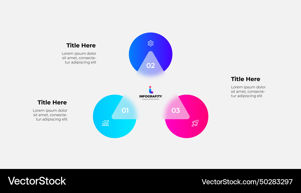 Cycle scheme with three circles and glassmorphism Vector Image