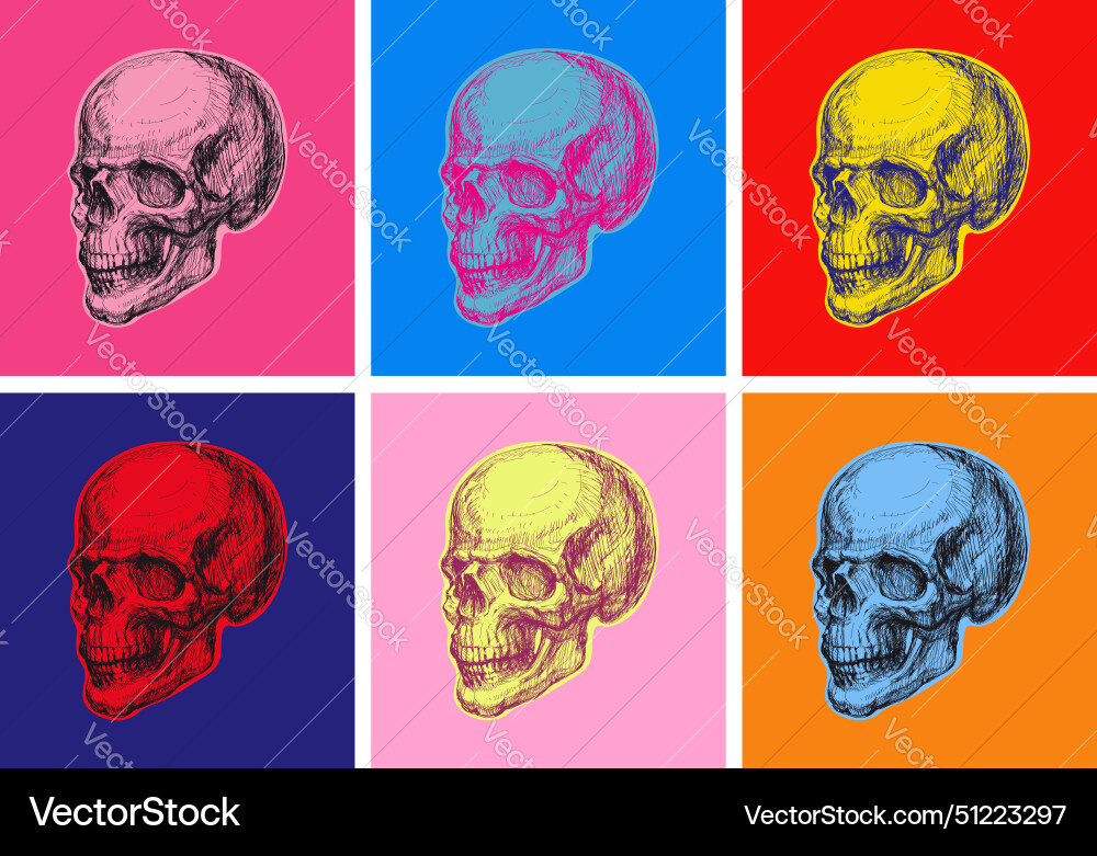 Hand drawn human skull sketch Royalty Free Vector Image