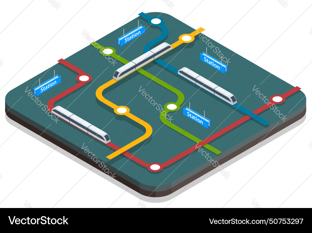 Isometric abstract subway diagram metro Royalty Free Vector