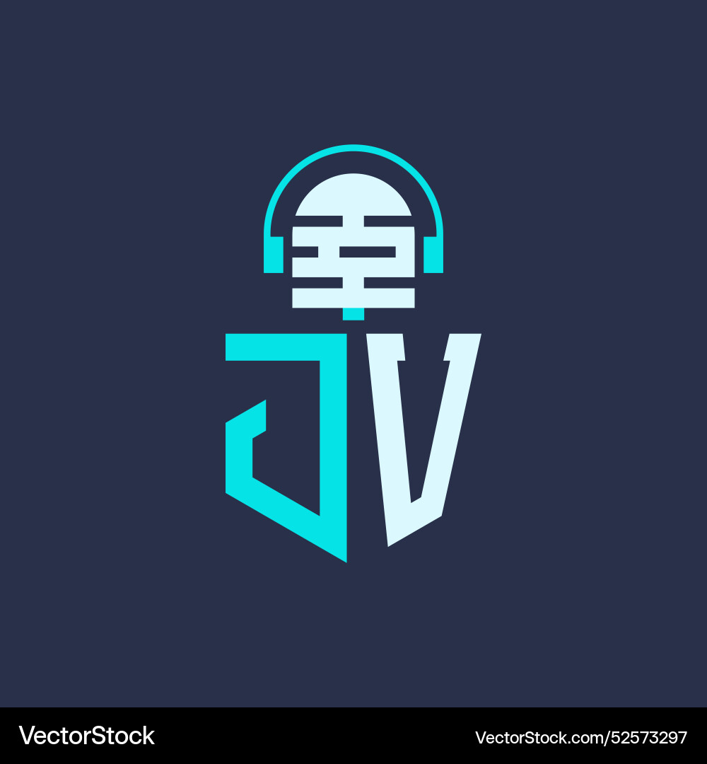 Jv microphone logo design for audio music Vector Image