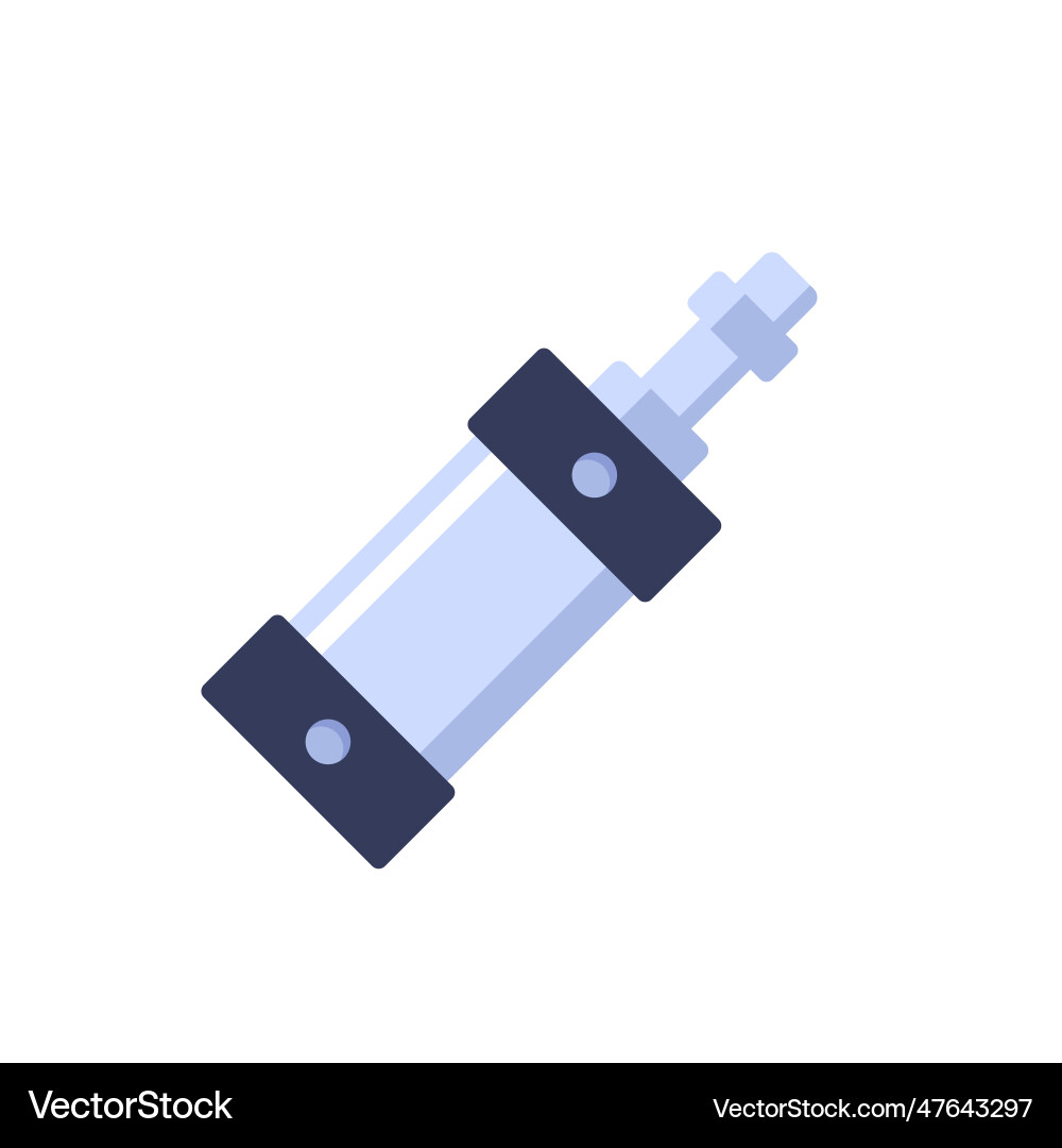 Pneumatic cylinder icon on white flat Royalty Free Vector