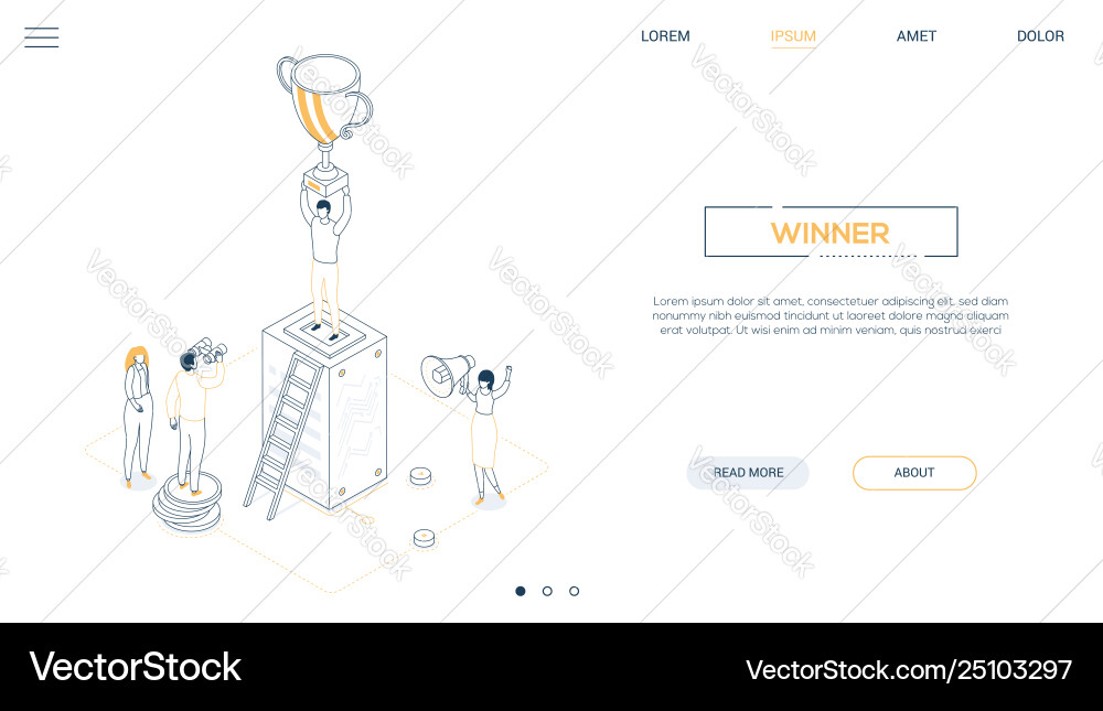Winner - line design style isometric web banner Vector Image