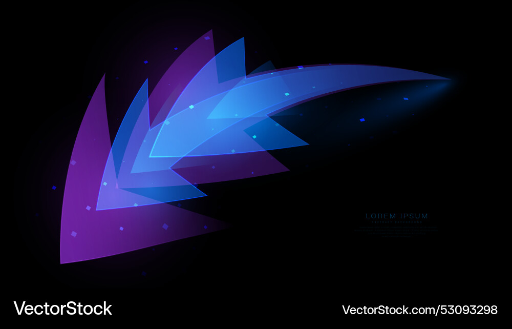 Arrow speed direction glowing blue and purple Vector Image