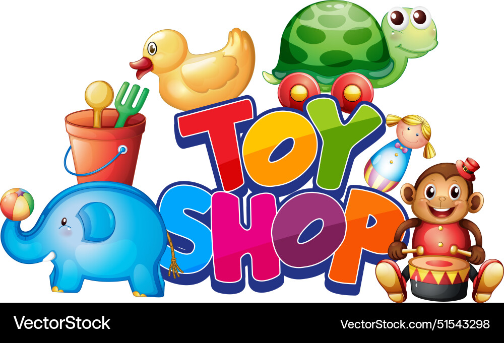 Bright and playful toy shop Royalty Free Vector Image