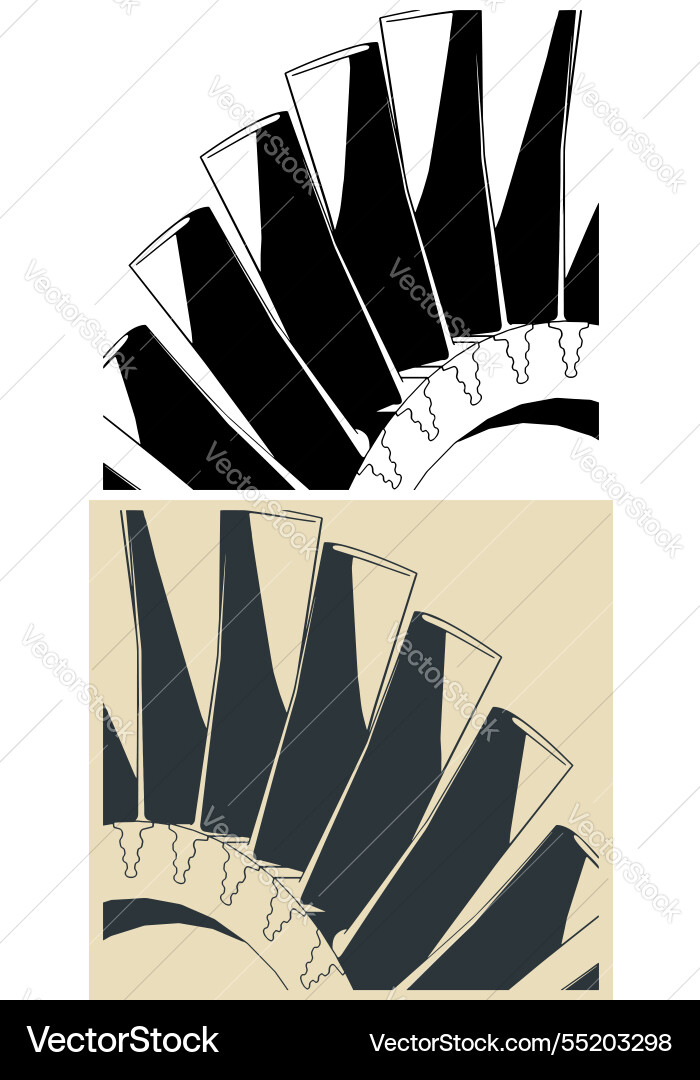 Compressor blisk and turbine blades close up Vector Image