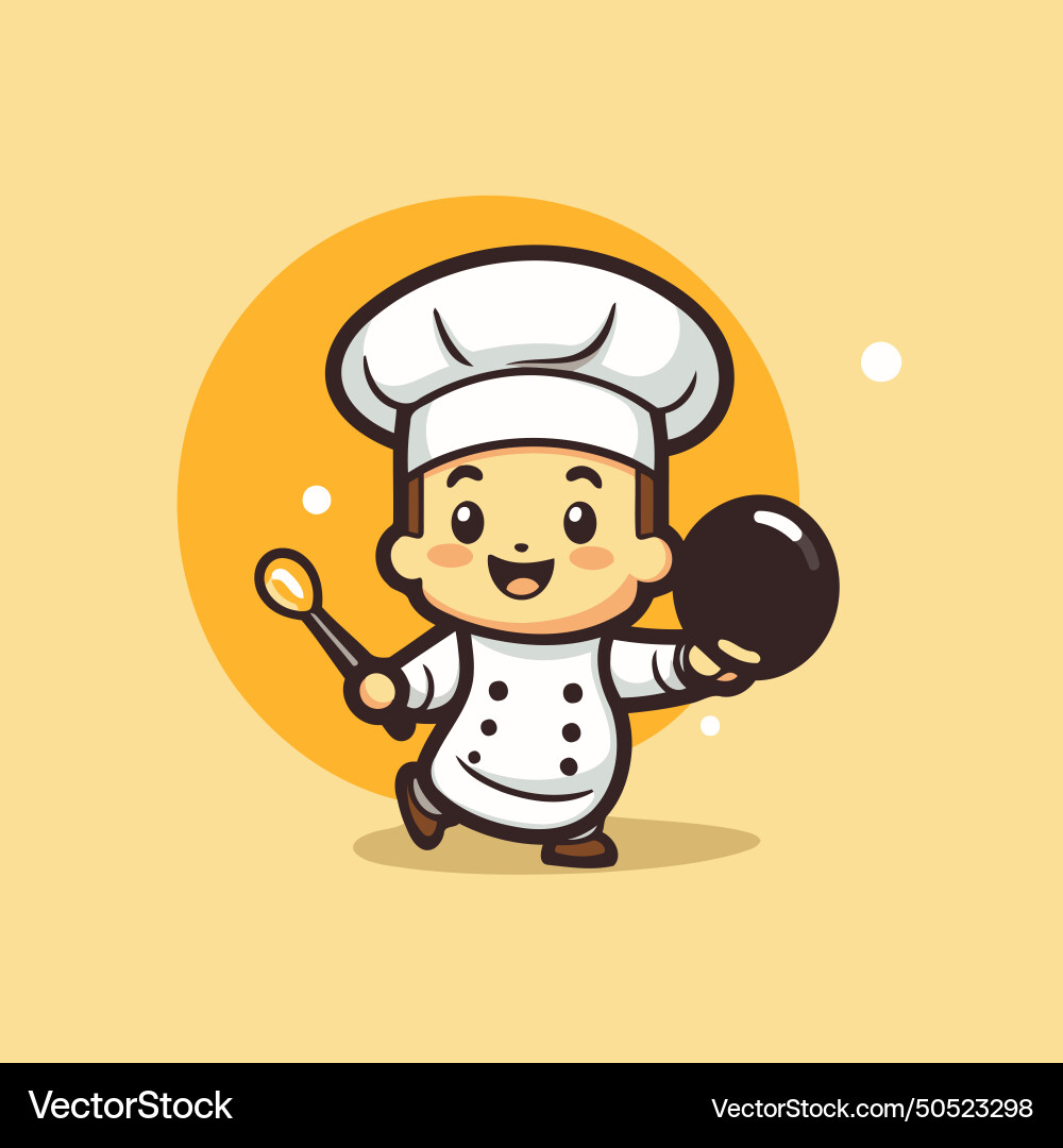 Cute chef cartoon character mascot Royalty Free Vector Image