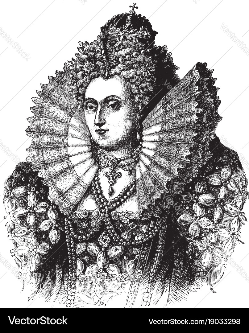 Elizabeth I - Tudor Queen Engraving Royalty Free Vector