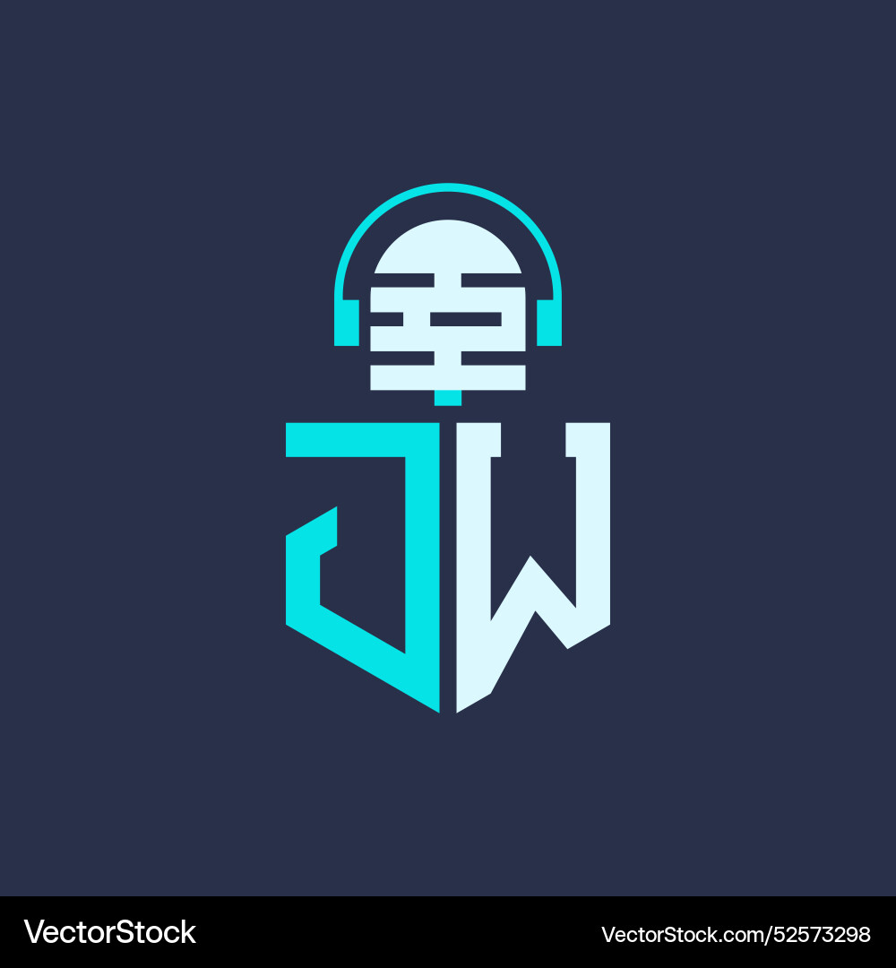 Jw microphone logo design for audio music Vector Image