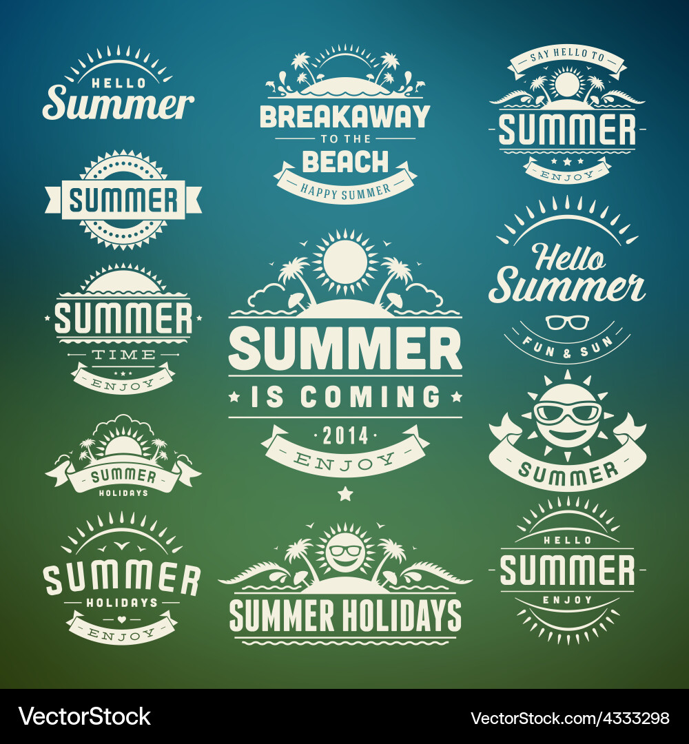 Retro summer design elements Royalty Free Vector Image