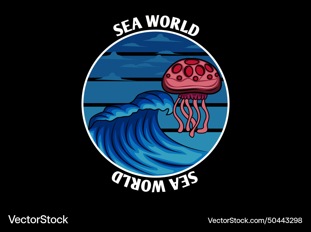 Sea world retro design landscape Royalty Free Vector Image