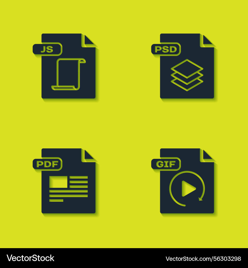 Set Js File Document Pdf And Psd Icon Vector Image