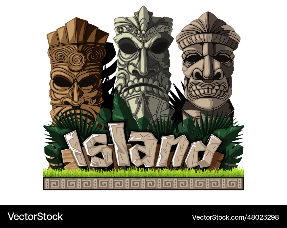 Three different idols in the style of hawaii with Vector Image