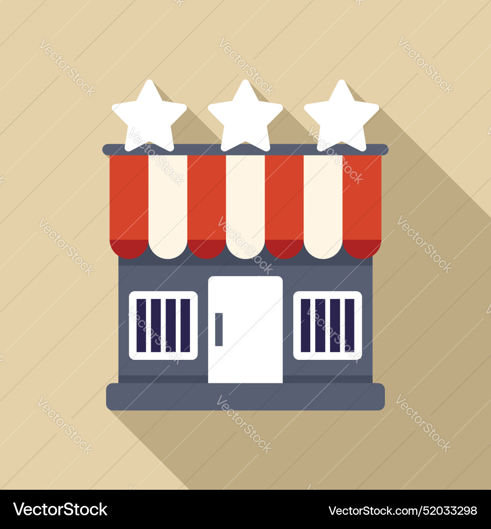 Three stars shop building facade with awning Vector Image