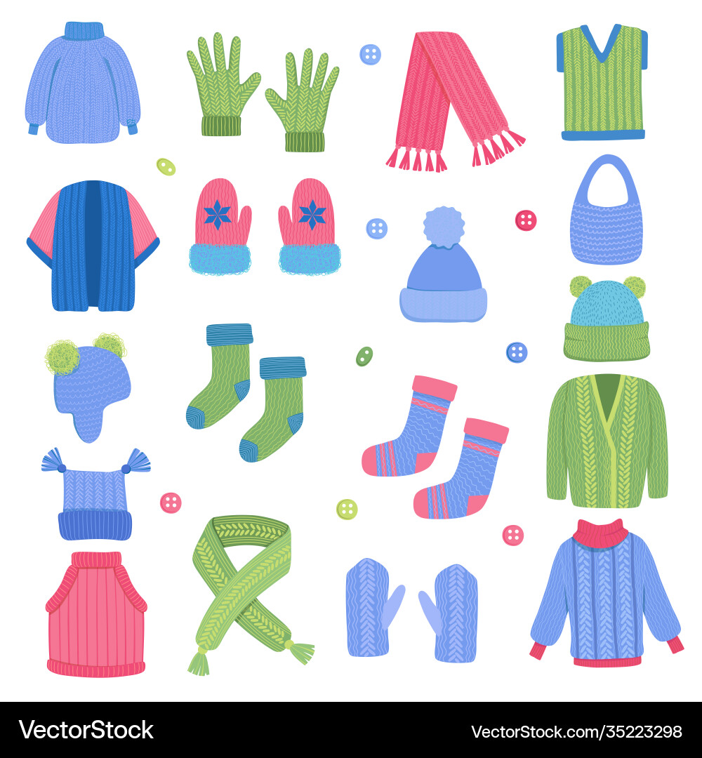 Winter clothes fabric knitting stylish wardrobe Vector Image