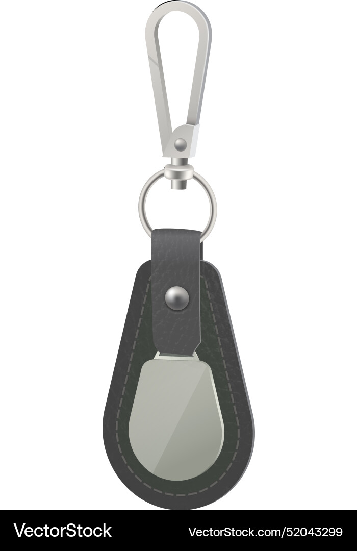 Black leather keychain with silver metal clasp and