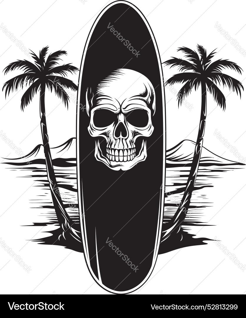 Breakwater bones beach symbol skull and surf Vector Image