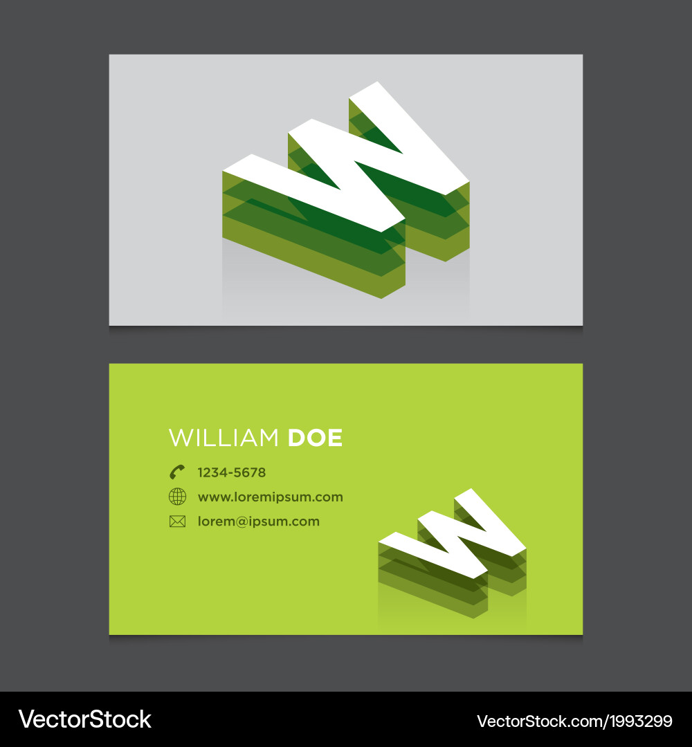 Business card letter w Royalty Free Vector Image